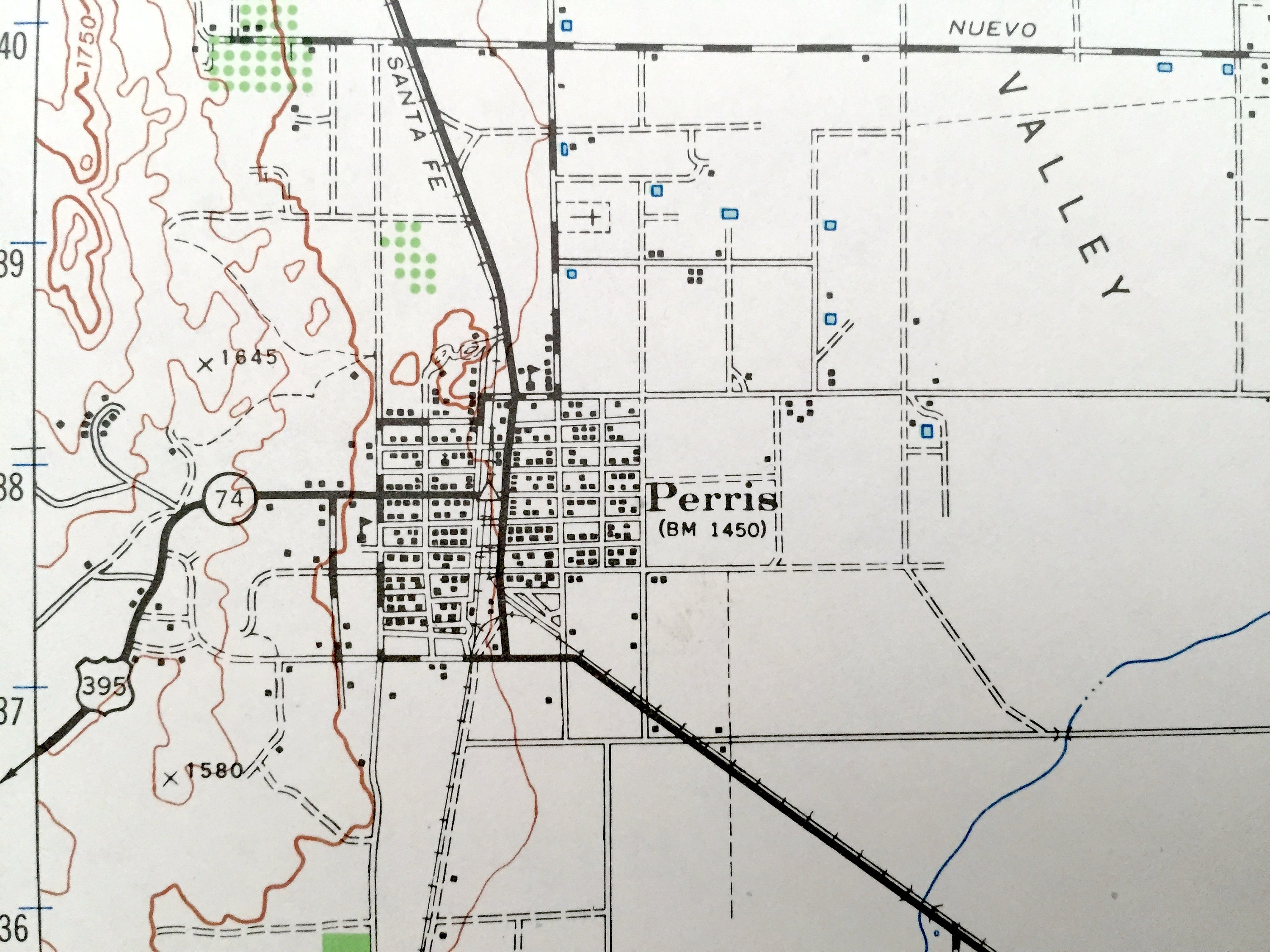 Antique Perris, California 1942 US Geological Survey Topographic Map ...