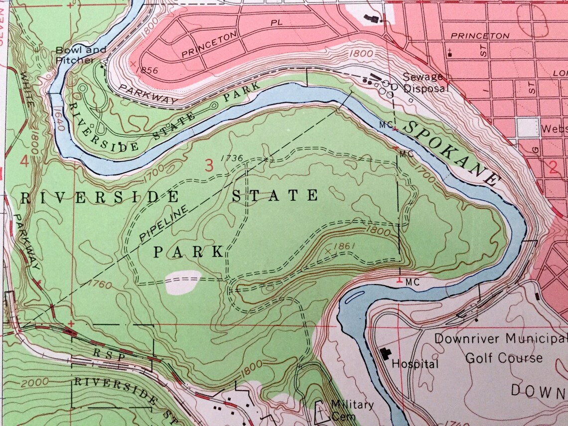 Antique Spokane Washington 1963 Geological Survey Map | Etsy