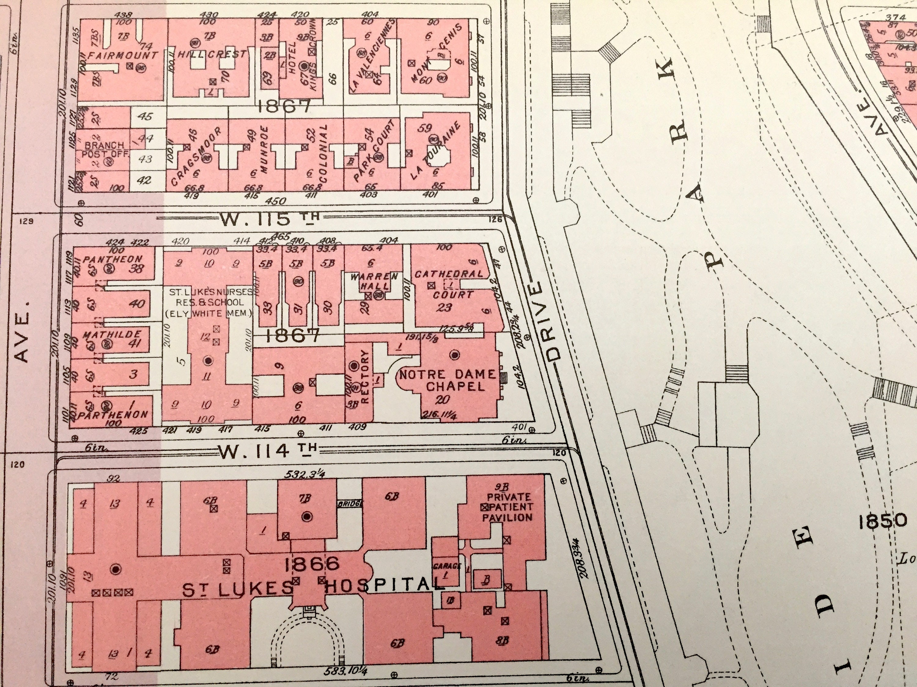 Antique Manhattan, New York City Map From Bromley's 1955 Manhattan Land ...
