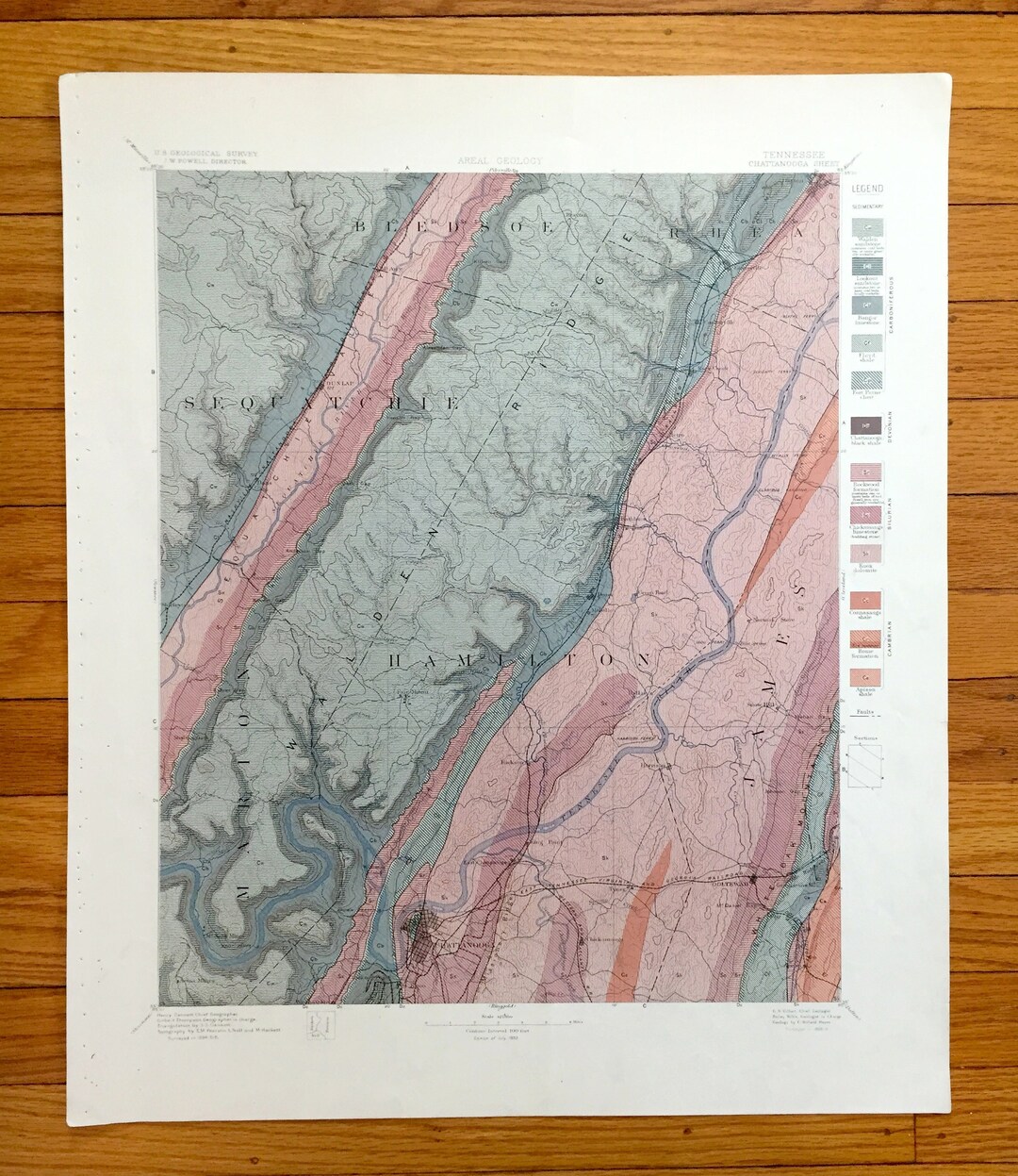 Antique Chattanooga, Tennessee 1884 US Geological Survey Topographic ...