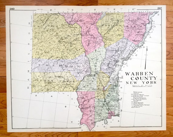 Antique Warren County New York 1912 New Century Atlas Map | Etsy