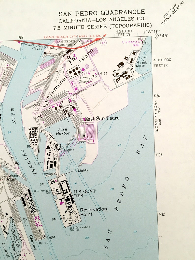 Antique San Pedro California 1964 US Geological Survey - Etsy