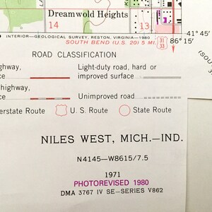 Antique Niles, Indiana 1971 US Geological Survey Topographic Map ...