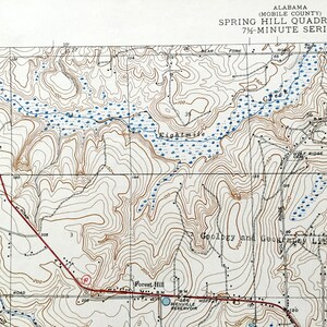 Antique Spring Hill, Alabama 1943 US Geological Survey Topographic Map ...