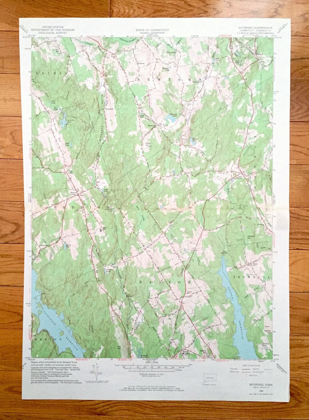 Antique Botsford, Connecticut 1959 US Geological Survey Topographic Map ...