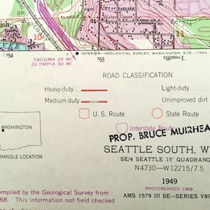 Antique Seattle, Washington 1949 US Geological Survey Topographic Map ...