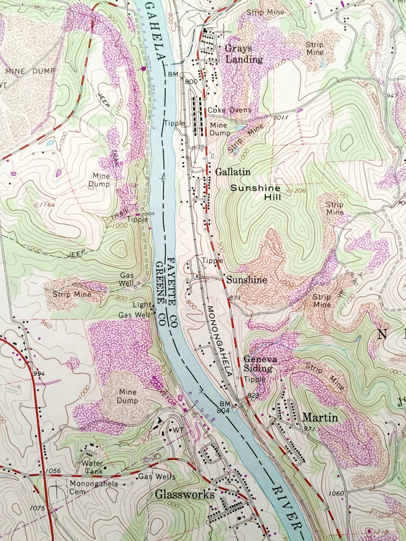 Antique Masontown, Pennsylvania 1964 US Geological Survey Topographic ...