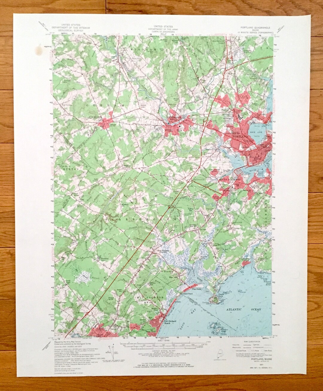 Antique Portland, Maine 1957 US Geological Survey Topographic Map ...