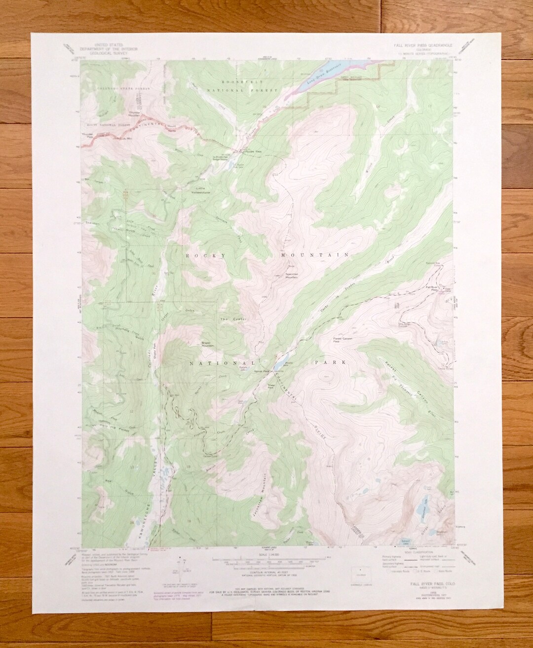Antique Fall River Pass, Colorado 1958 US Geological Survey Topographic ...