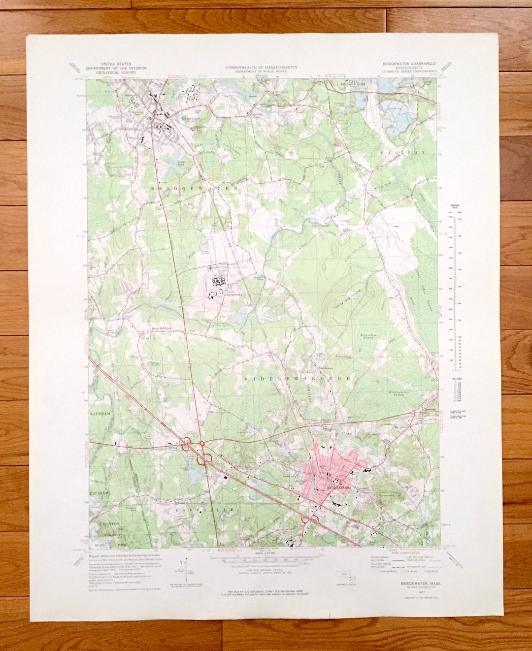 Antique Bridgewater, Middleborough, Massachusetts 1977 US Geological ...
