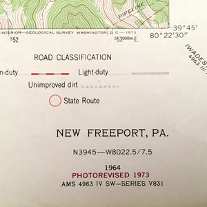 Antique New Freeport, Pennsylvania 1964 US Geological Survey ...