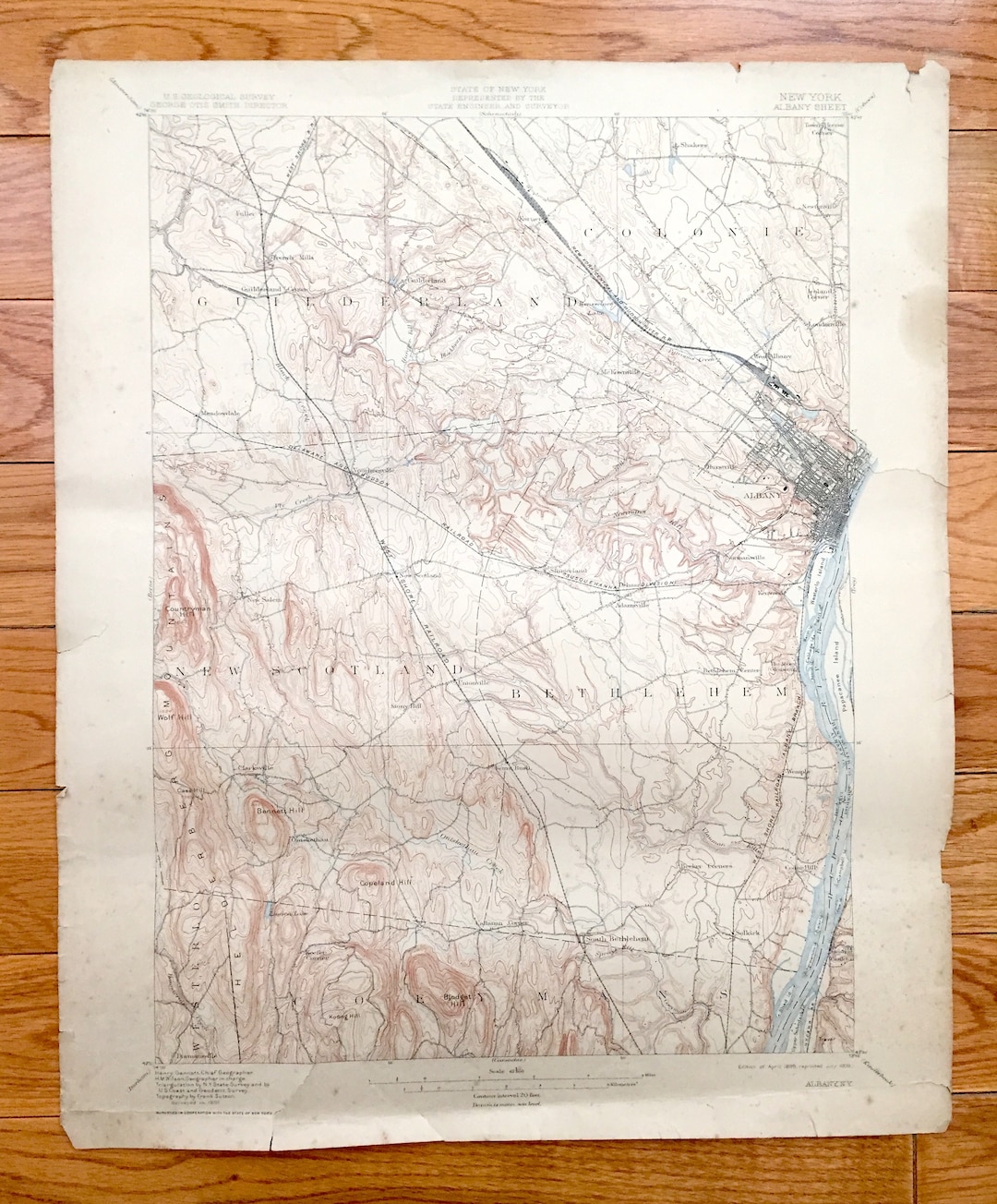 Antique Albany, New York 1898 US Geological Survey Topographic Map ...