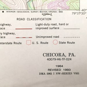 Antique Chicora, Pennsylvania 1964 US Geological Survey Topographic Map ...