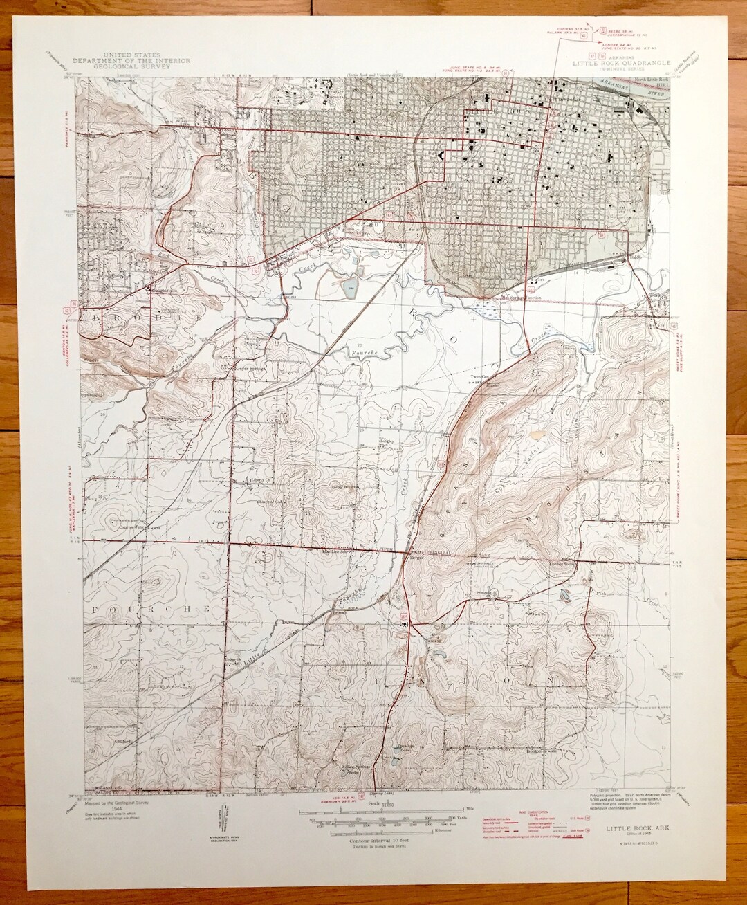 Antique Little Rock, Arkansas 1946 US Geological Survey Topographic Map ...