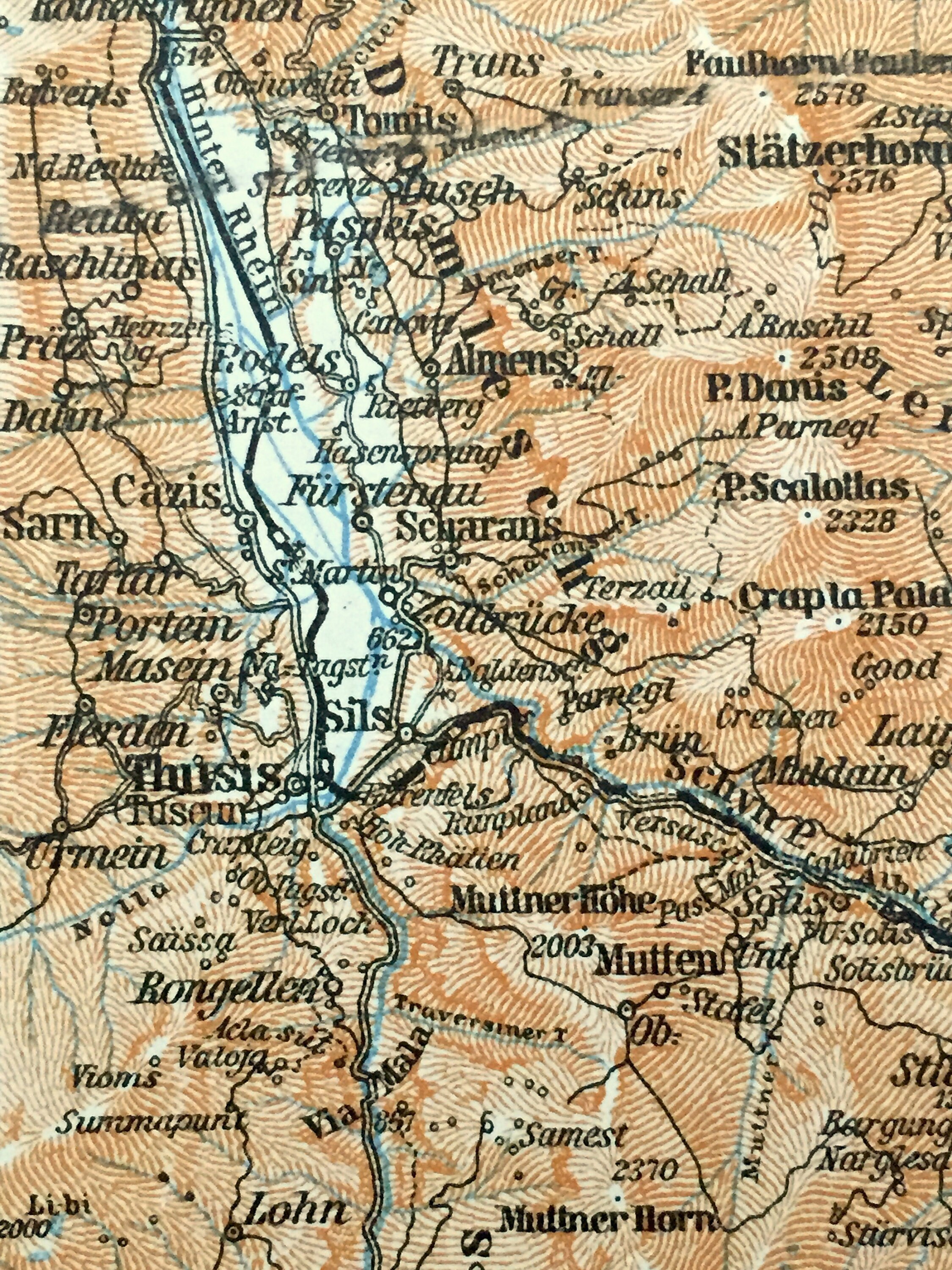 Antique 1913 Chur, Switzerland Map From Baedekers Guide Atlas – Ems ...