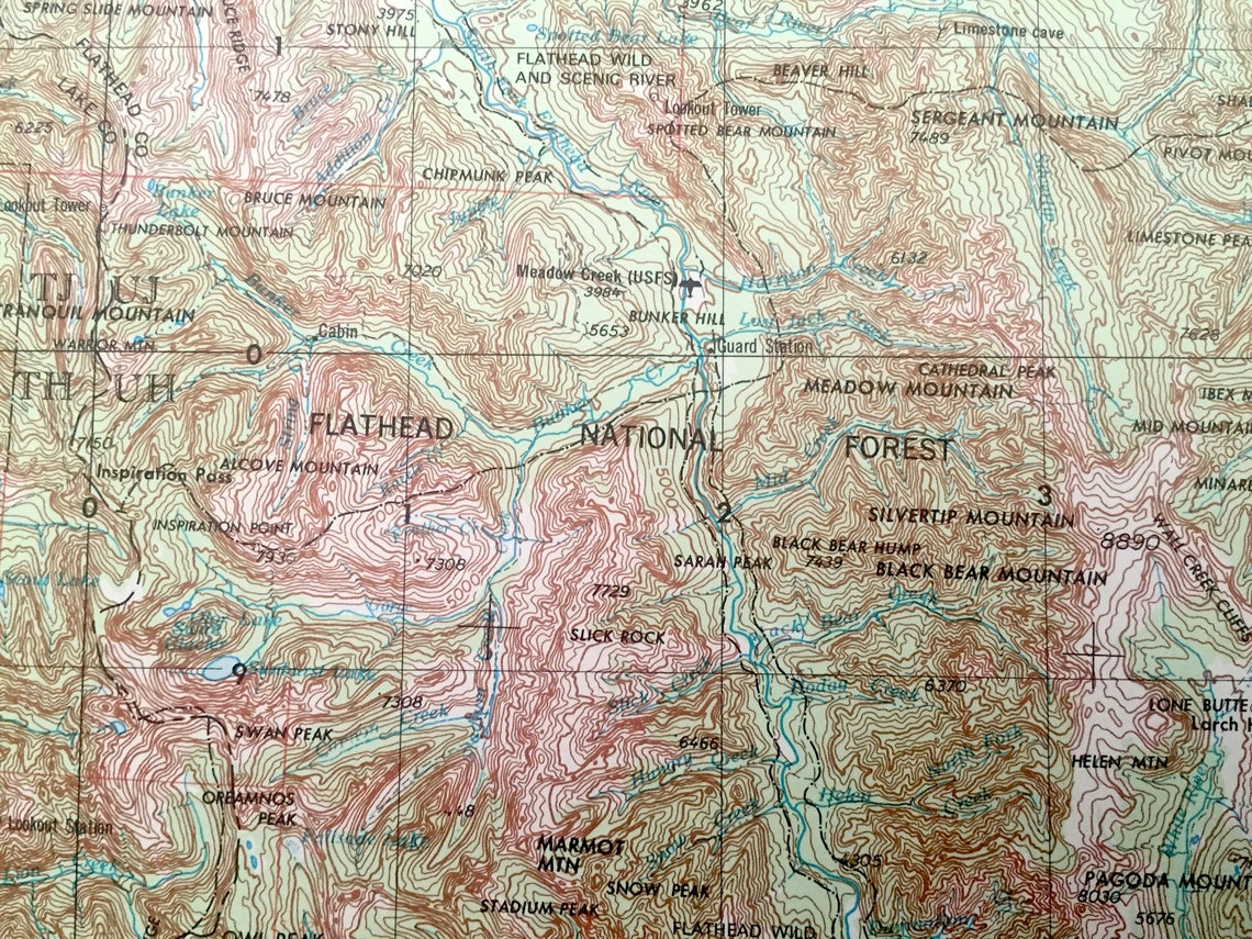 Antique Choteau, Montana 1955 US Geological Survey Topographic Map ...