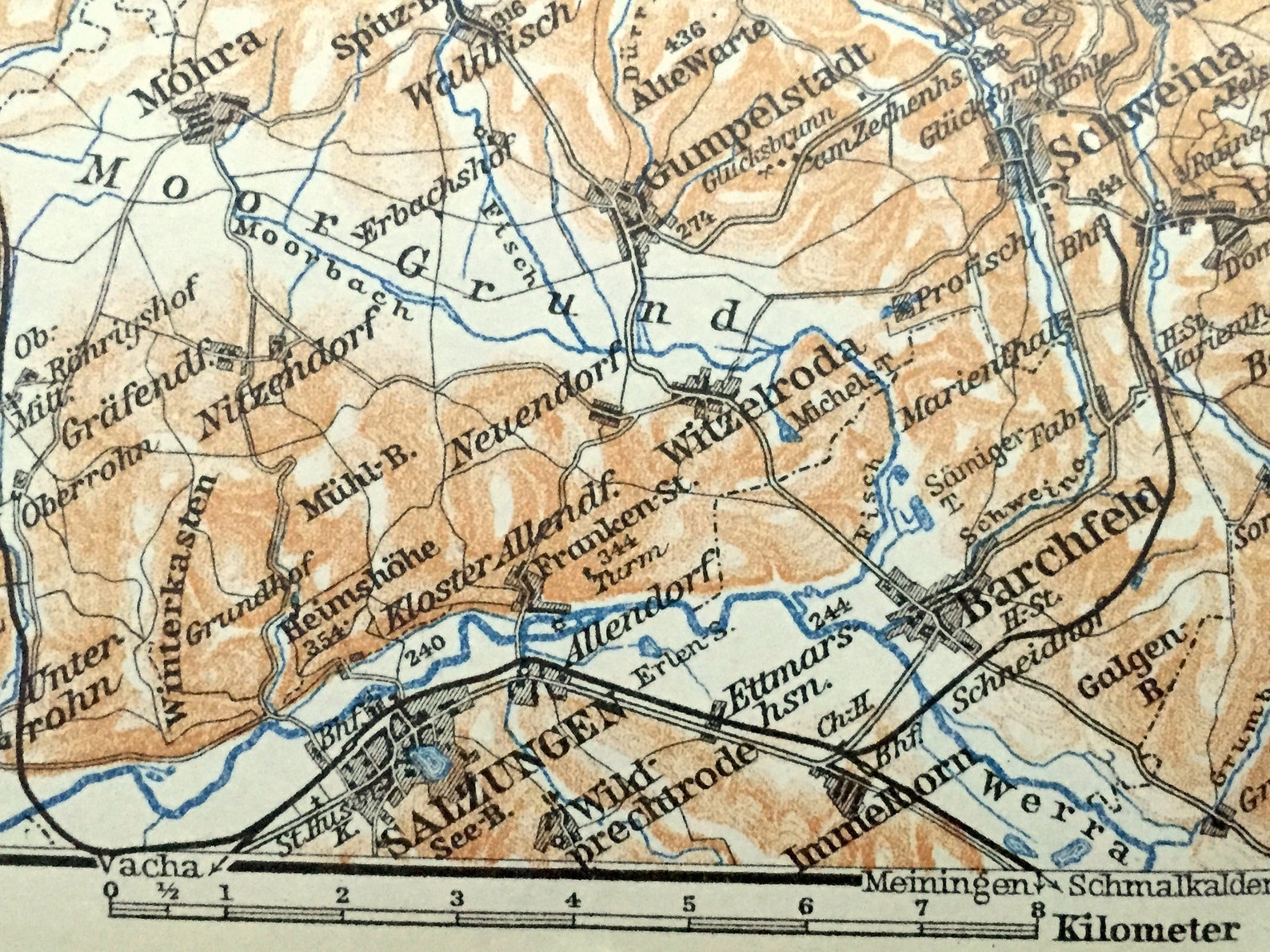 Antique 1925 Friedrichroda, Germany Map From Baedekers Guide Atlas ...