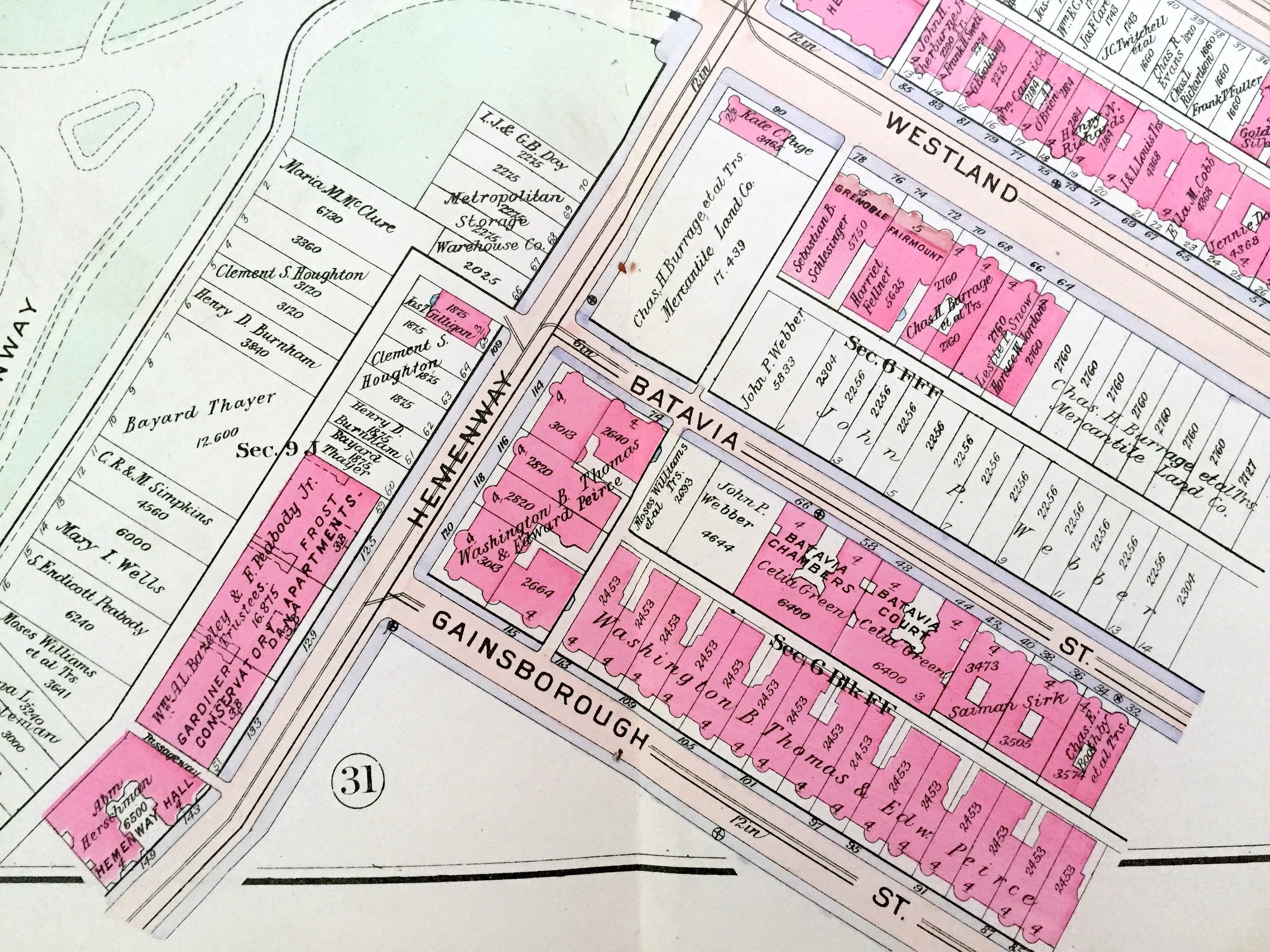 Antique 1908 Fenway-Kenmore, Boston, Massachusetts Map from GW Bromley ...