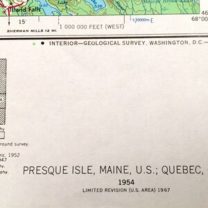Antique Presque Isle, Maine 1954 US Geological Survey Topographic Map ...
