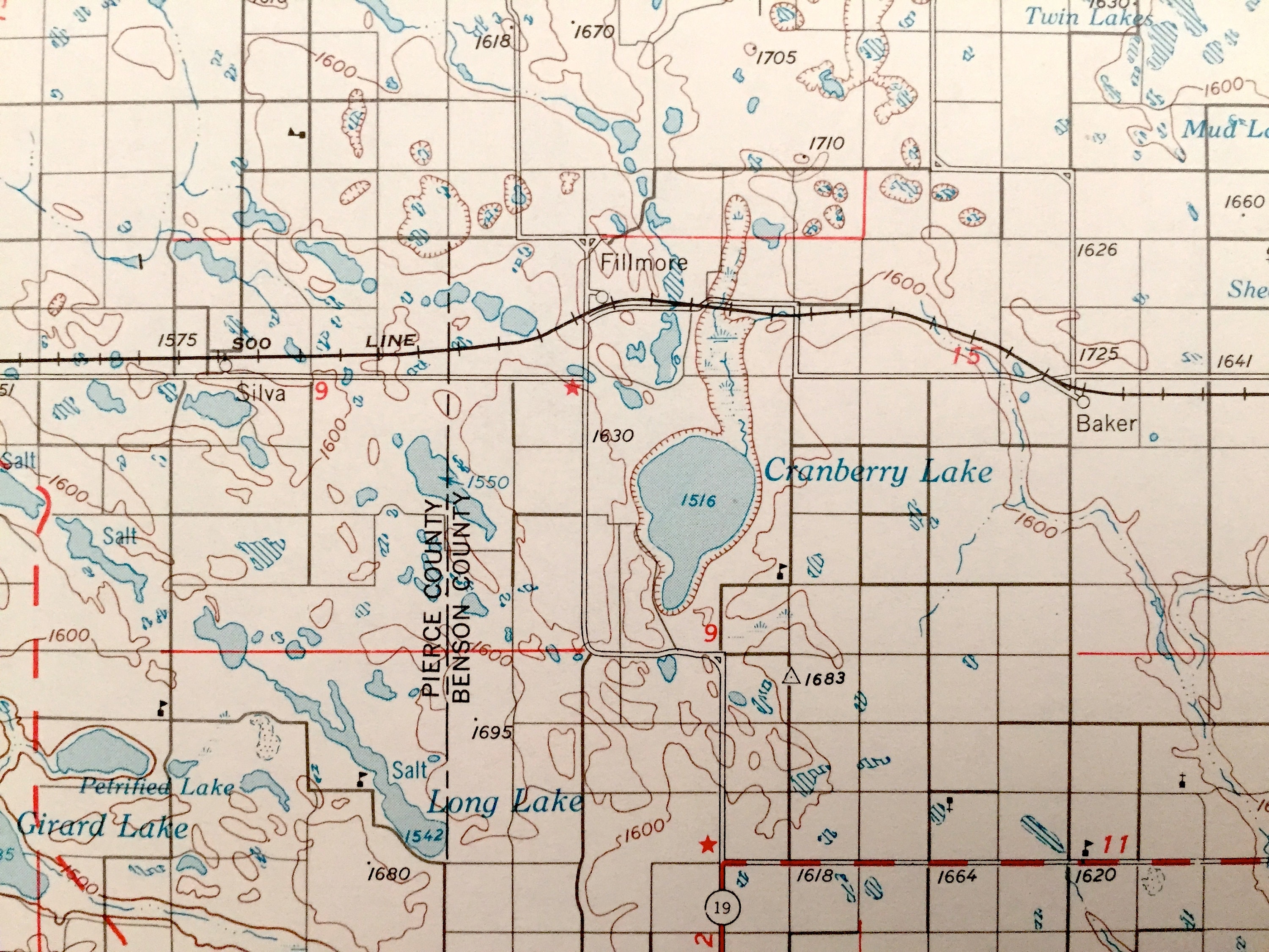 Antique Devils Lake, North Dakota 1953 US Geological Survey Topographic ...