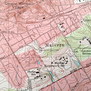 Antique Malvern, Pennsylvania 1999 US Geological Survey Topographic Map ...