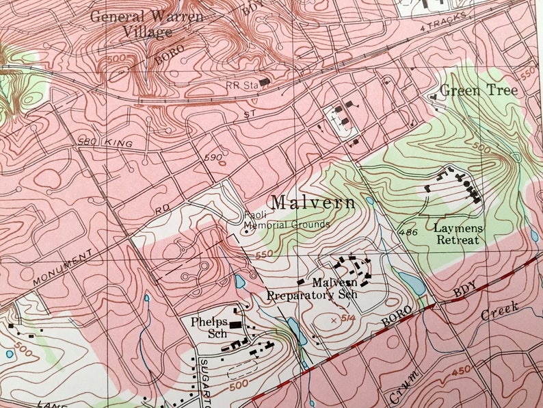 Antique Malvern Pennsylvania 1999 US Geological Survey - Etsy