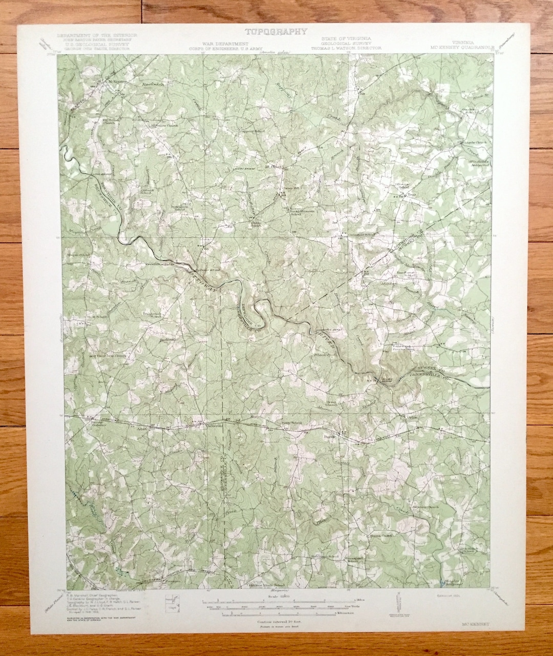 Antique Mckenney, Virginia 1921 US Geological Survey Topographic Map ...