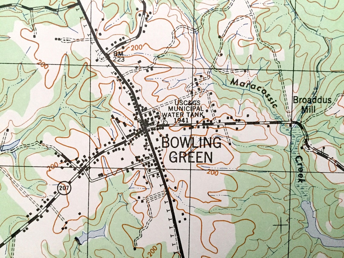 Antique Bowling Green Virginia 1942 US Army Topographic Map - Etsy