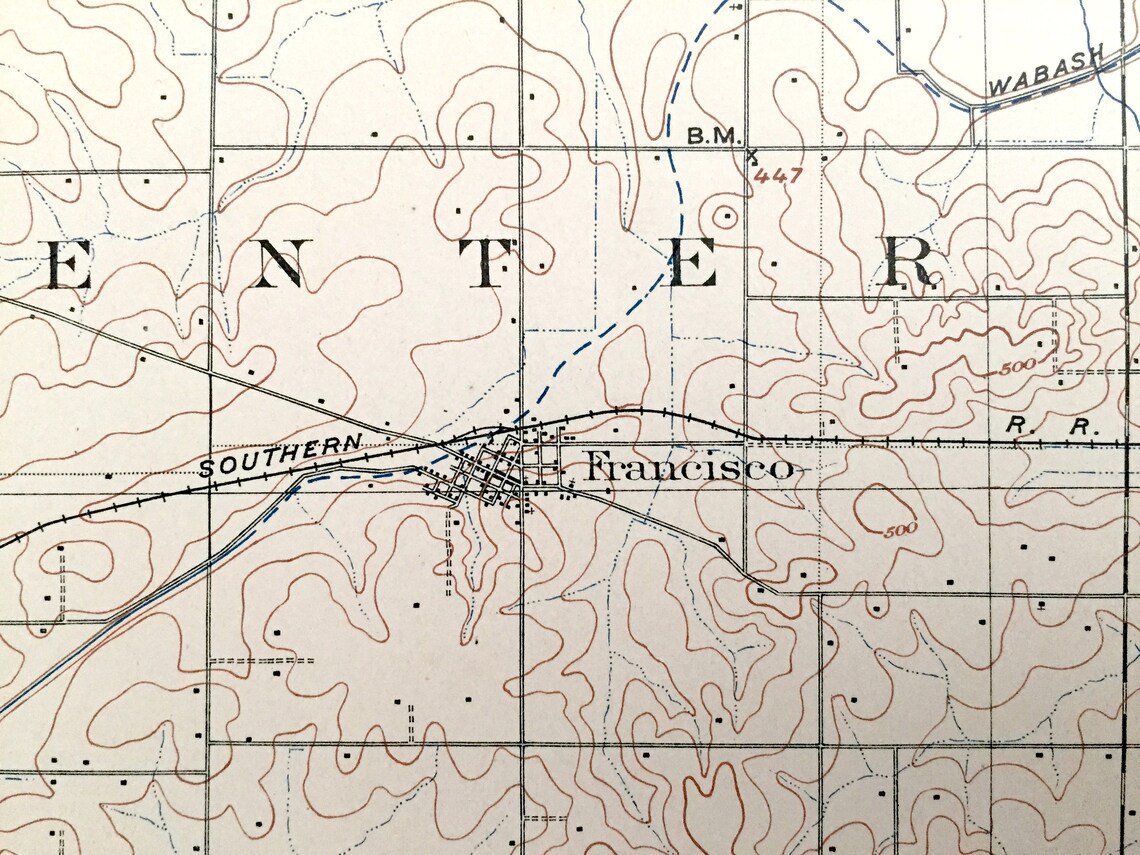 Antique Petersburg, Indiana 1903 US Geological Survey Topographic Map ...