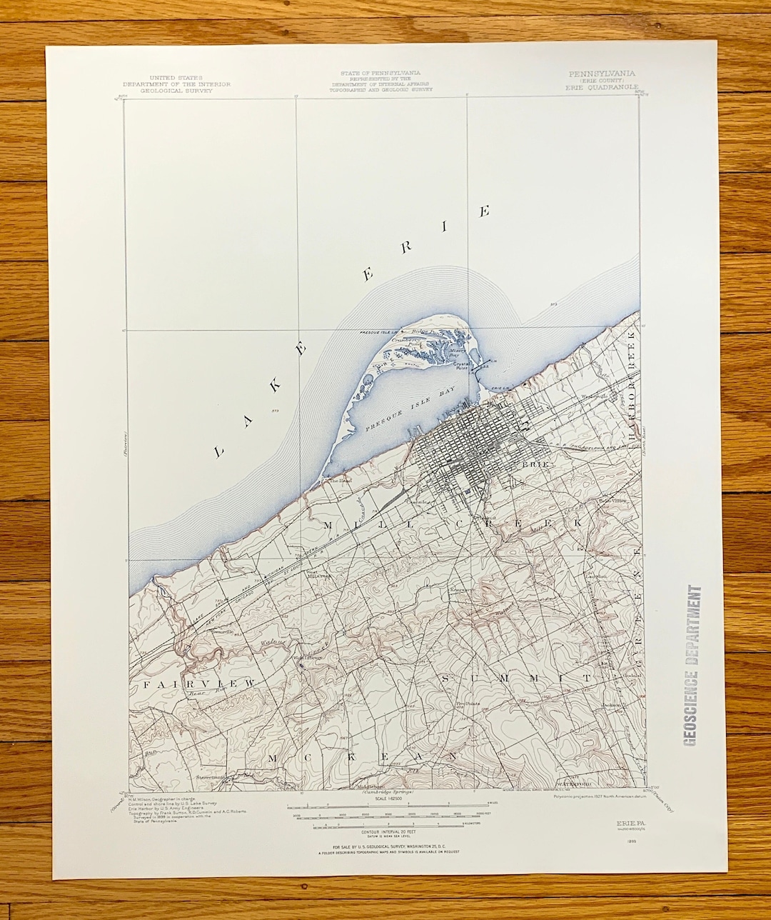 Antique Erie, Pennsylvania 1899 US Geological Survey Topographic Map ...
