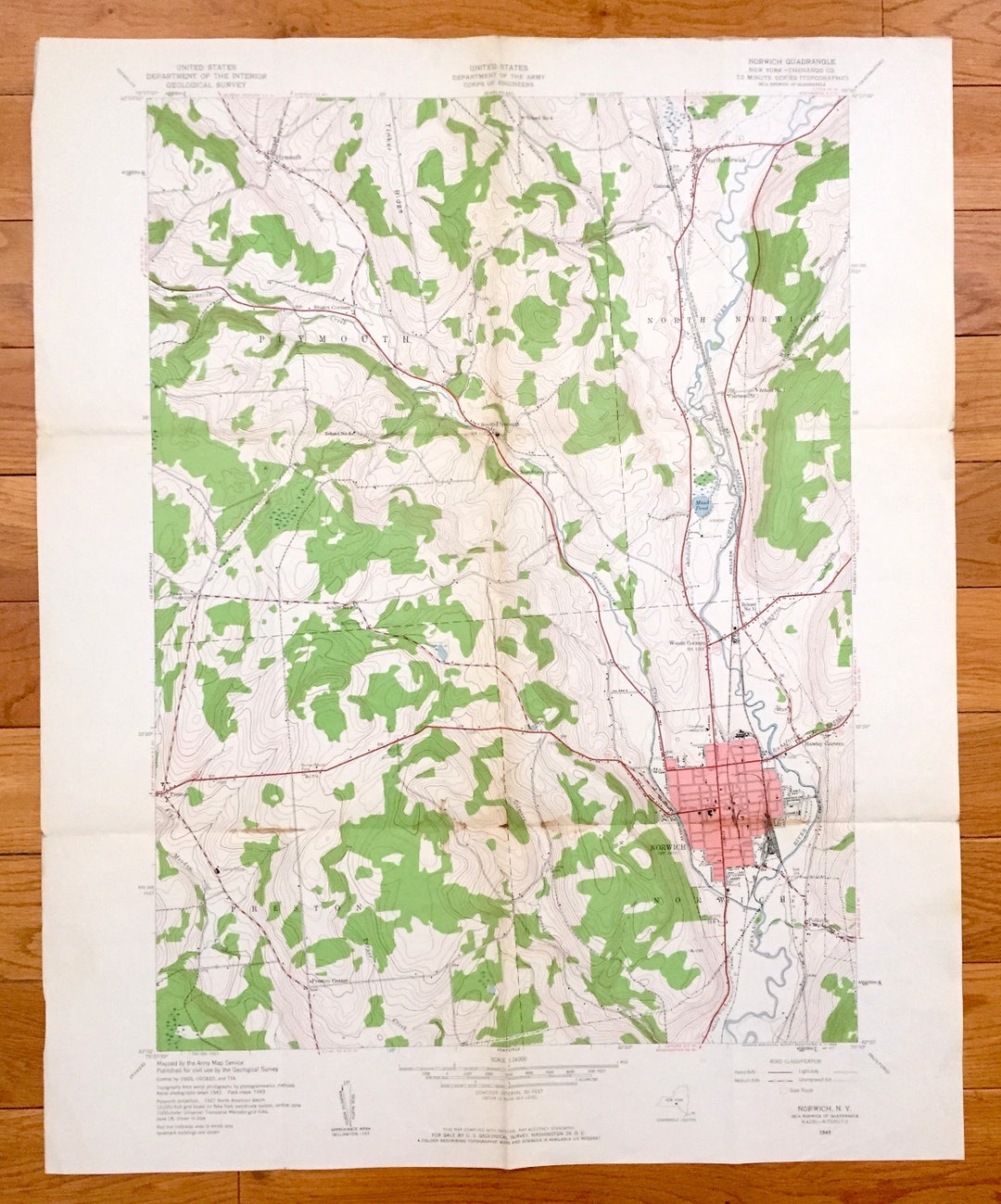 Buy Antique Norwich, New York 1943 US Geological Survey Topographic Map ...