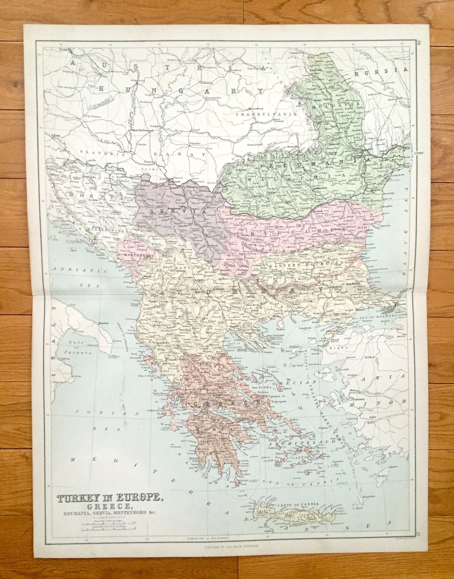 Antique 1888 Turkey in Europe Map From A & C Black's World - Etsy