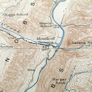 Antique Onego, West Virginia 1922 US Geological Survey Topographic Map ...