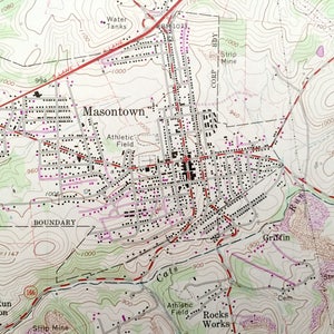 Antique Masontown, Pennsylvania 1964 US Geological Survey Topographic ...