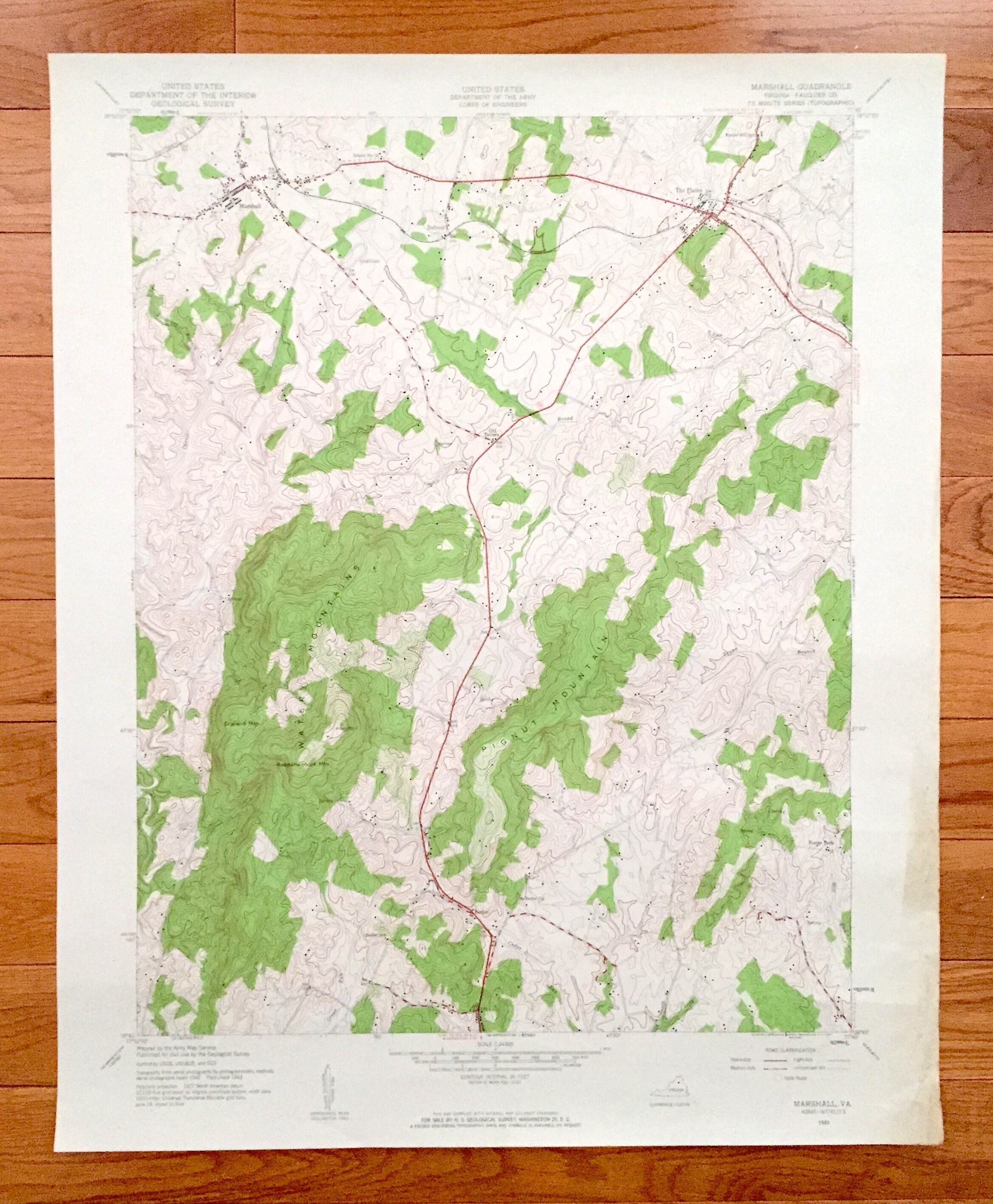 Antique Marshall Virginia 1943 US Geological Survey | Etsy