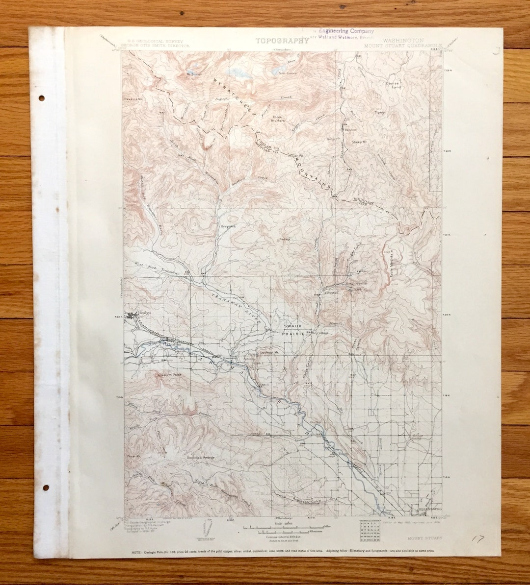 Antique Mount Stuart, Washington 1902 US Geological Survey Topographic ...