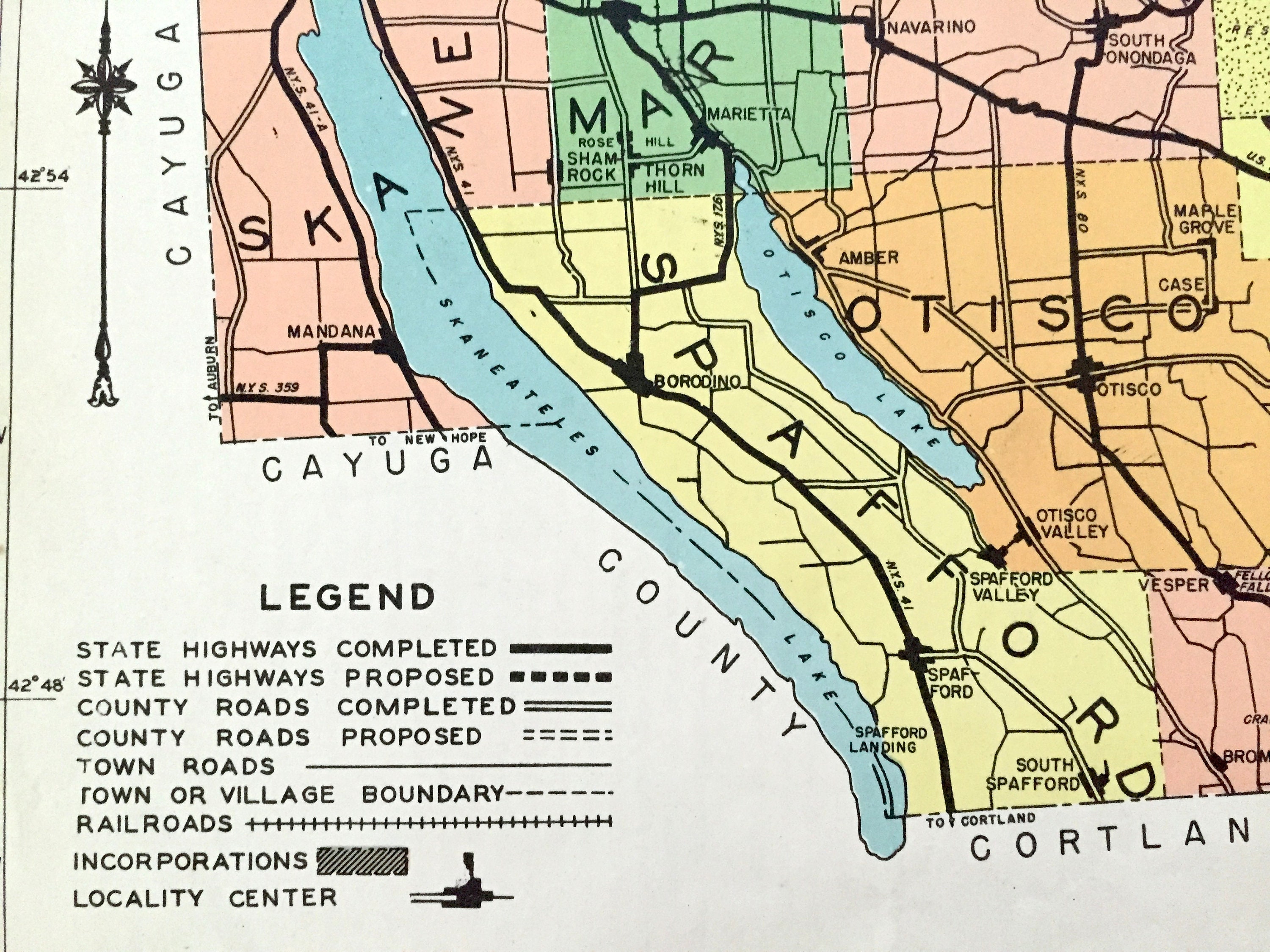 Antique Onondaga County, New York 1941 Historical Atlas Map Syracuse ...