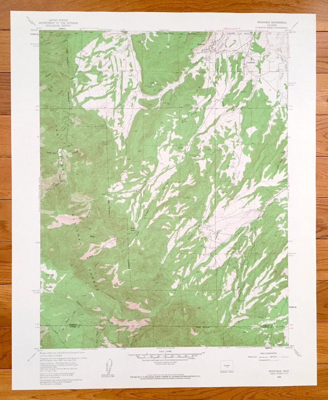 Antique Rockvale, Colorado 1959 US Geological Survey Topographic Map ...