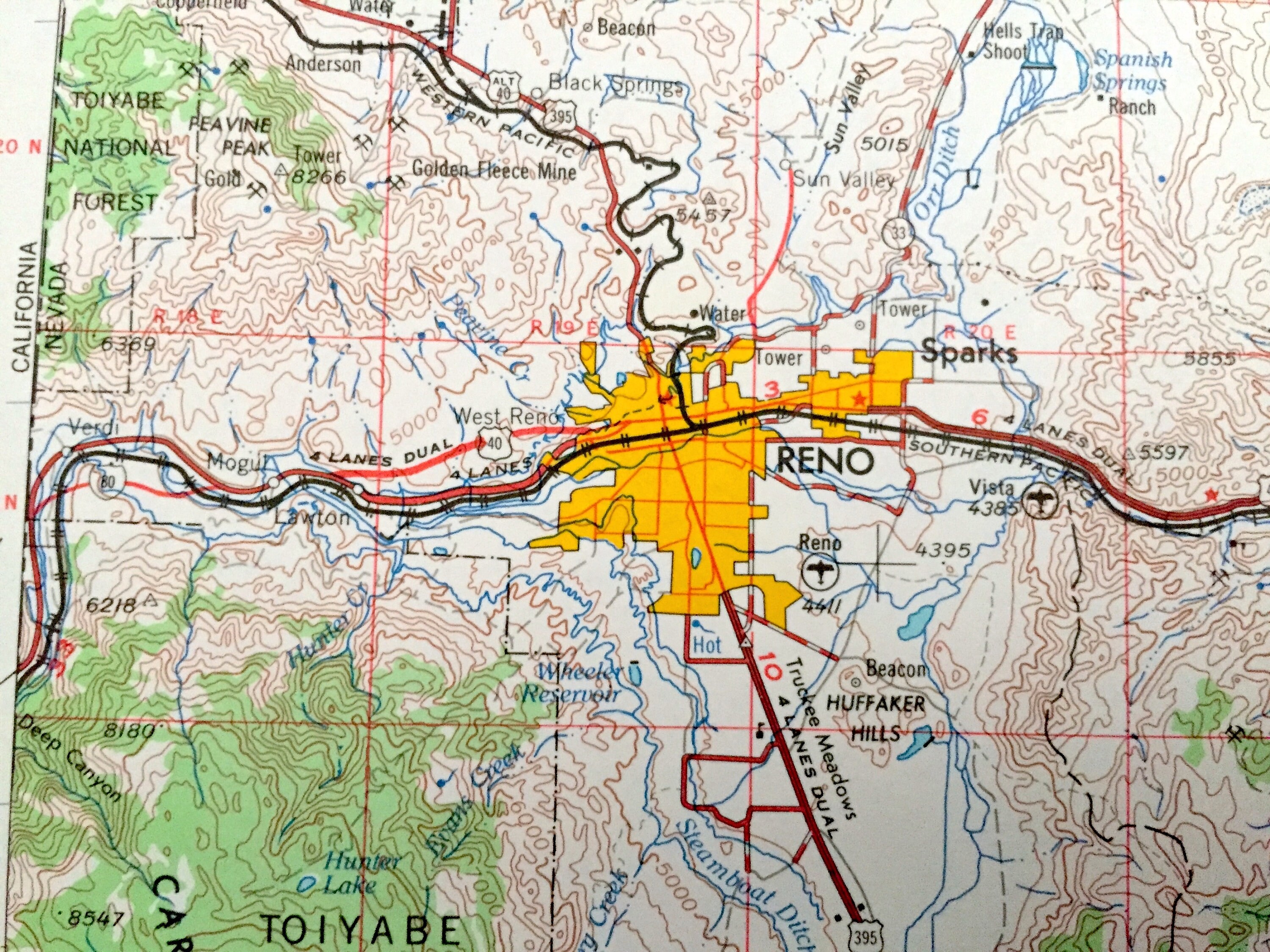 Antique Reno Nevada 1957 US Geological Survey Topographic Map | Etsy