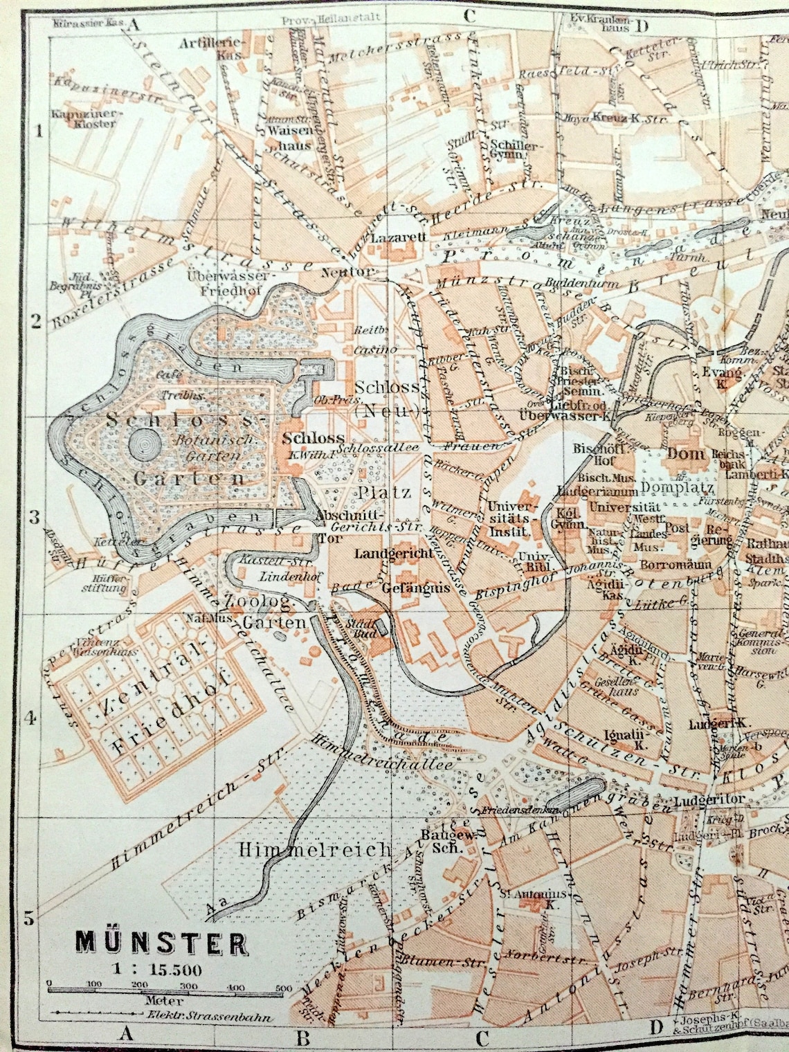Antique 1925 Munster Germany Map From Baedekers Guide Atlas | Etsy