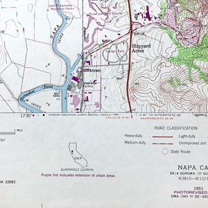 Antique Napa, California 1951 US Geological Survey Topographic Map ...