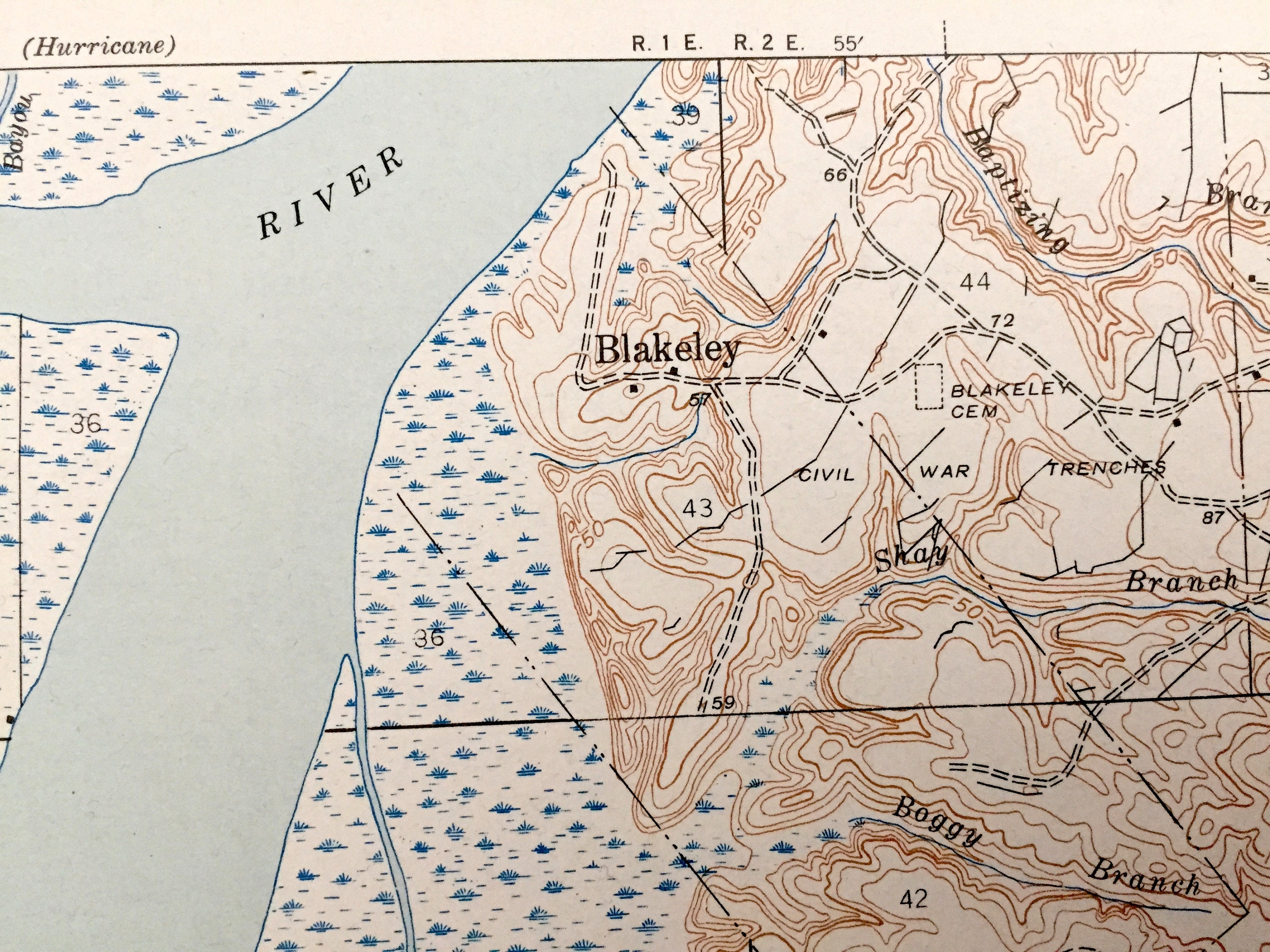 Antique Bridgehead, Alabama 1943 US Geological Survey Topographic Map ...