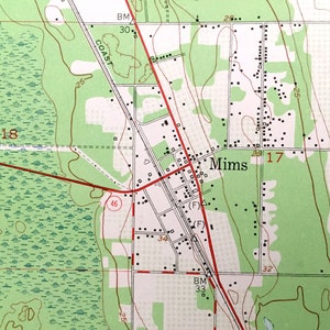 Antique Mims, Florida 1949 US Geological Survey Topographic Map ...