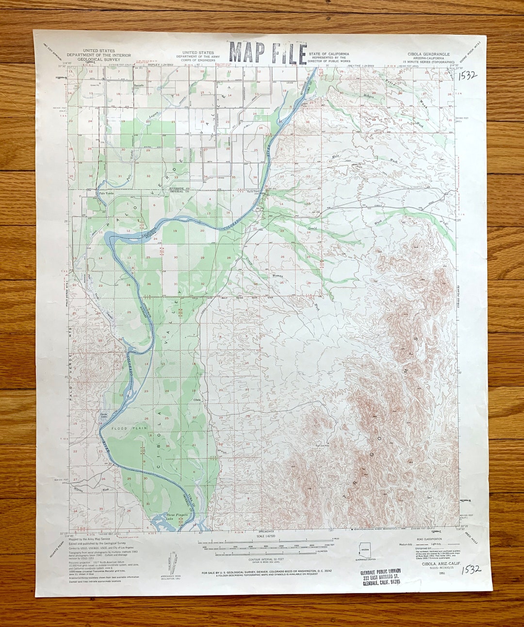 Antique Cibola, Arizona 1951 US Geological Survey Topographic Map ...