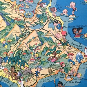 Antique 1931 Island of Oahu, Hawaii Map by Ruth Taylor – Honolulu ...