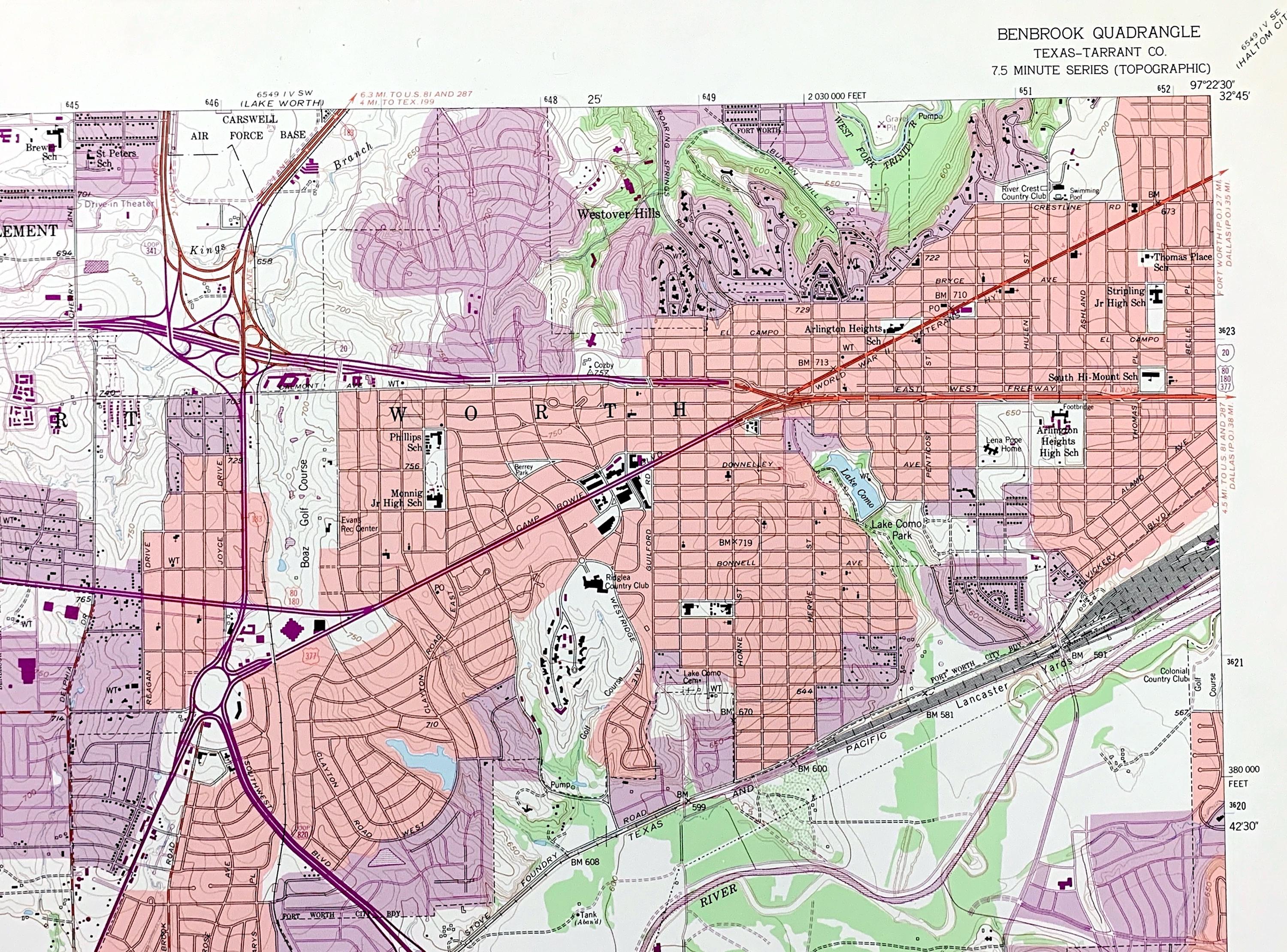 Antique Benbrook, Texas 1955 US Geological Survey Topographic Map ...