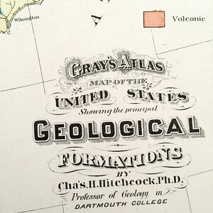 Antique 1874 Geological Formations Map of the United States From O.W ...