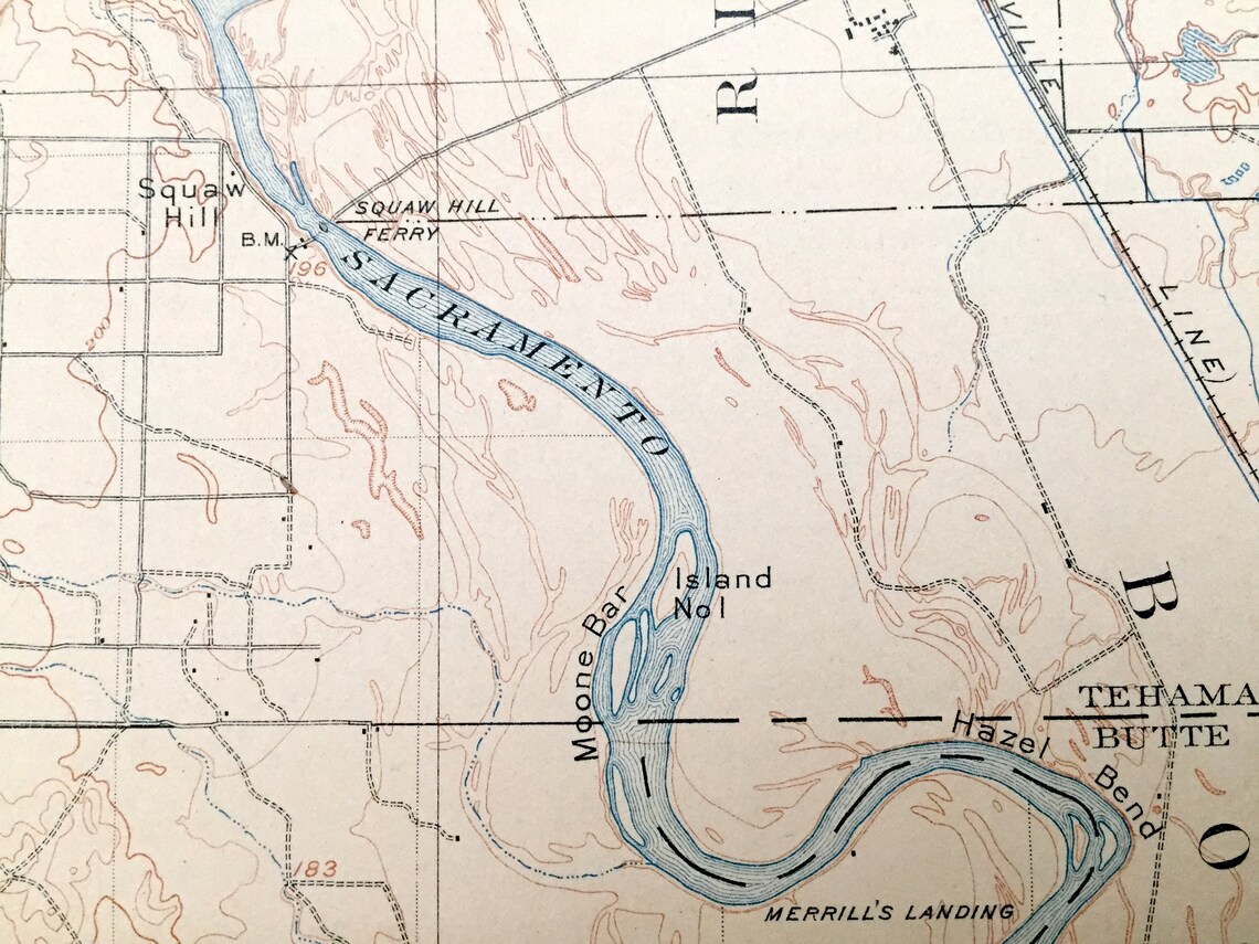Antique Vina, California 1905 US Geological Survey Topographic Map ...