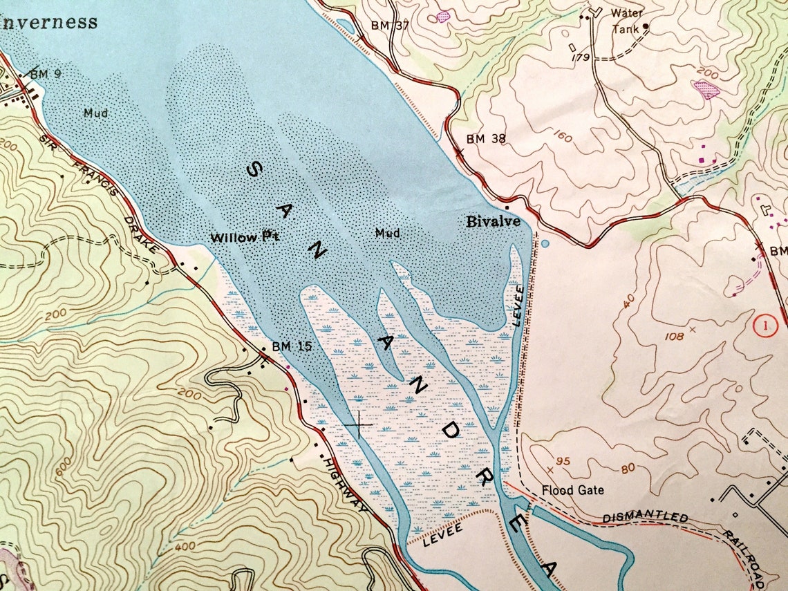 Antique Inverness California 1954 US Geological Survey | Etsy