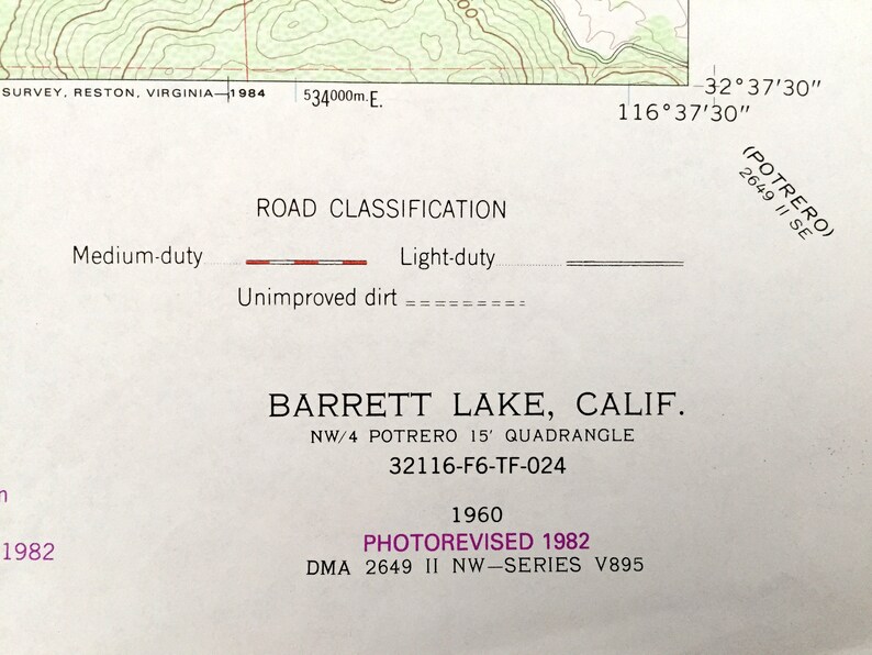 Antique Barrett Lake California 1960 US Geological Survey - Etsy